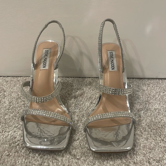 Steve Madden | Shoes | Steve Madden Silver Sparkly Heels | Poshmark